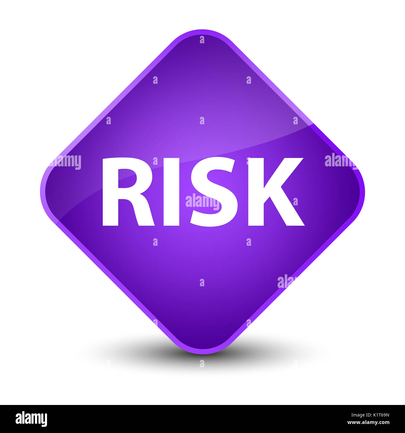 Risk isolated on elegant purple diamond button abstract illustration ...