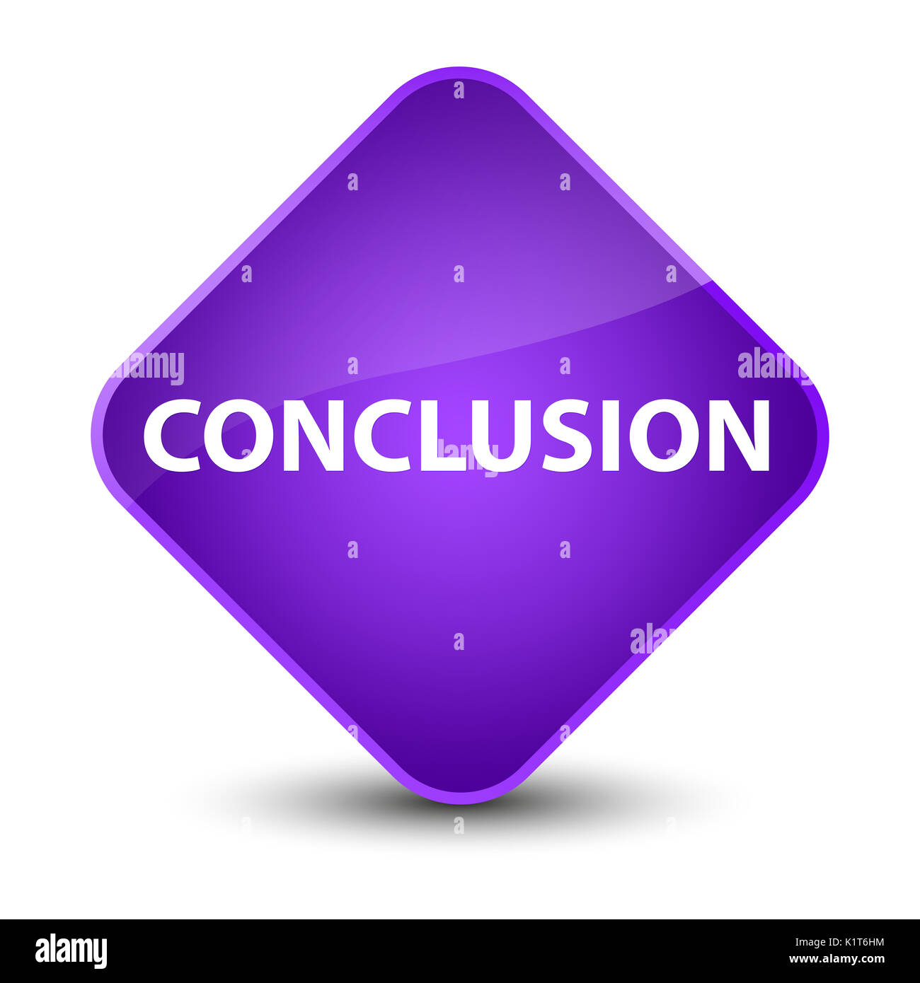 Conclusion isolated on elegant purple diamond button abstract ...