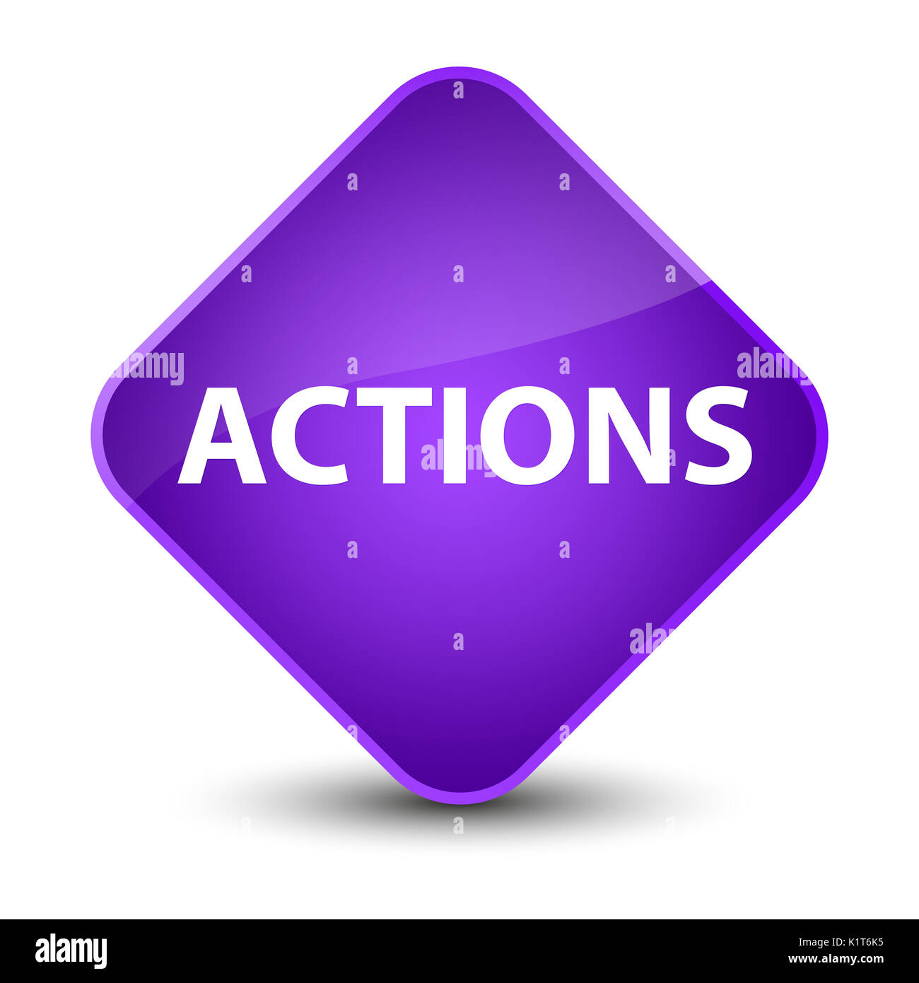 Actions isolated on elegant purple diamond button abstract illustration ...