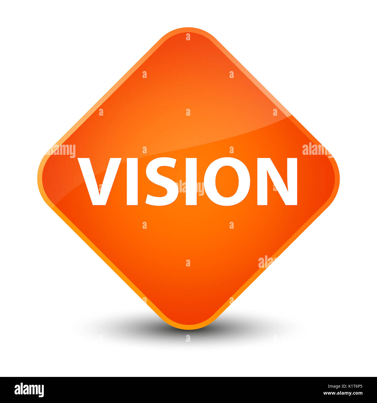 Vision isolated on elegant orange diamond button abstract illustration ...