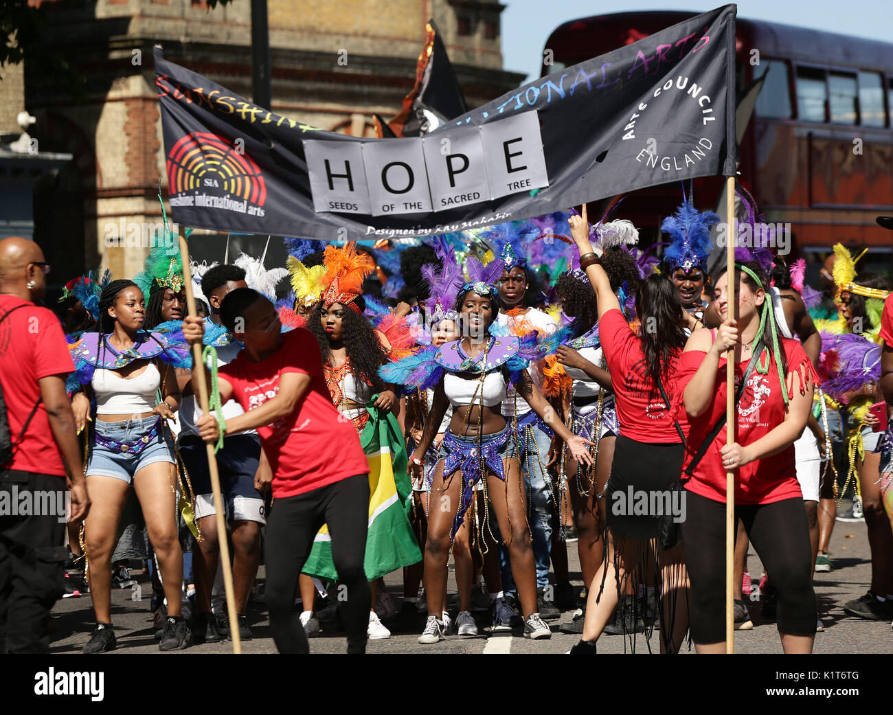 Dancers perform during the Family Day parade at the Notting Hill ...