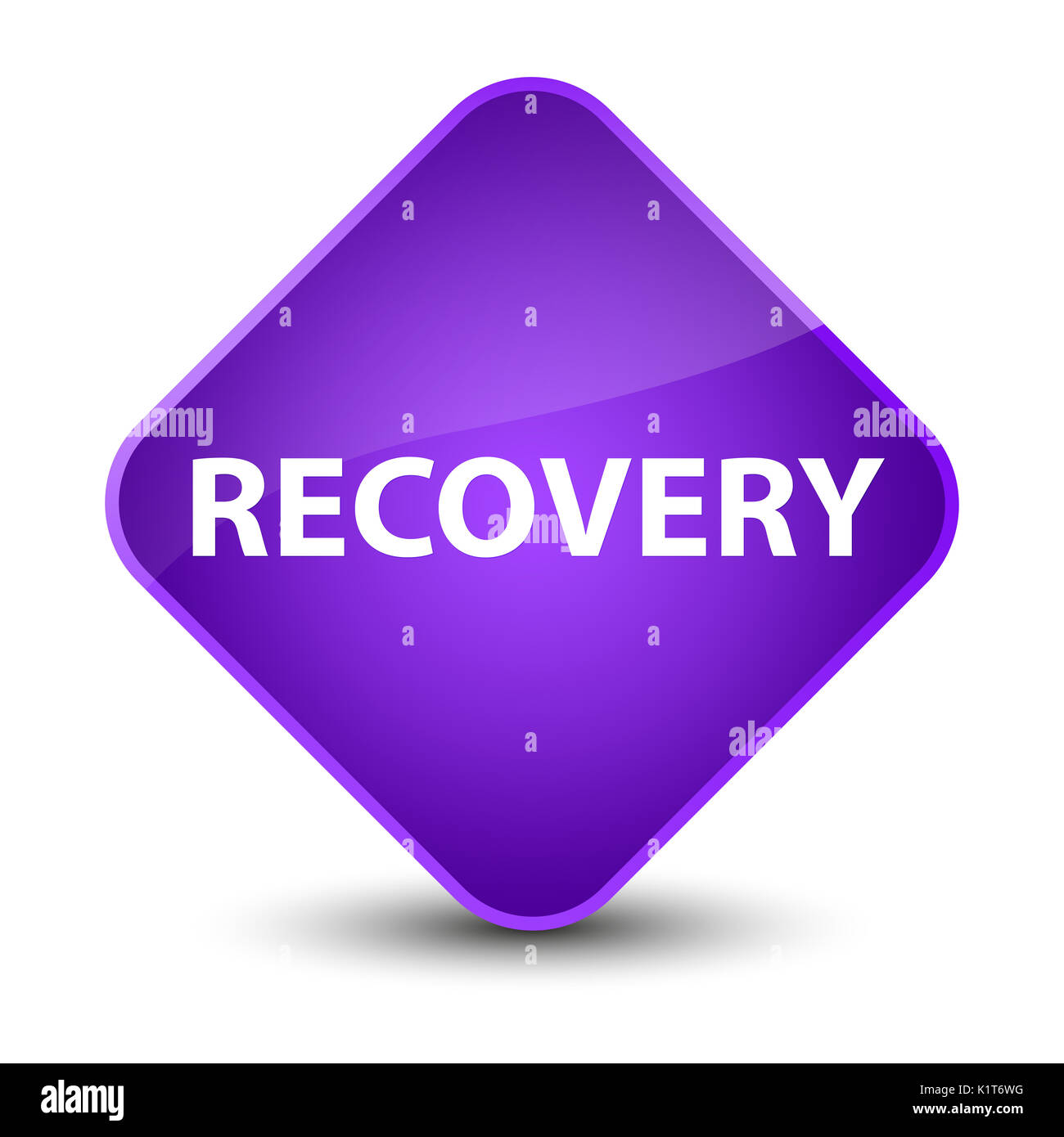 Recovery isolated on elegant purple diamond button abstract ...