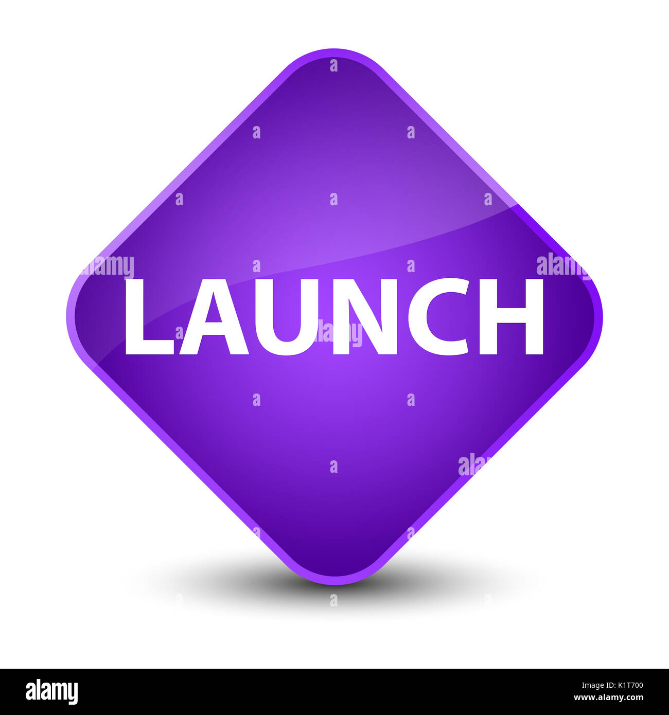 Launch isolated on elegant purple diamond button abstract illustration ...