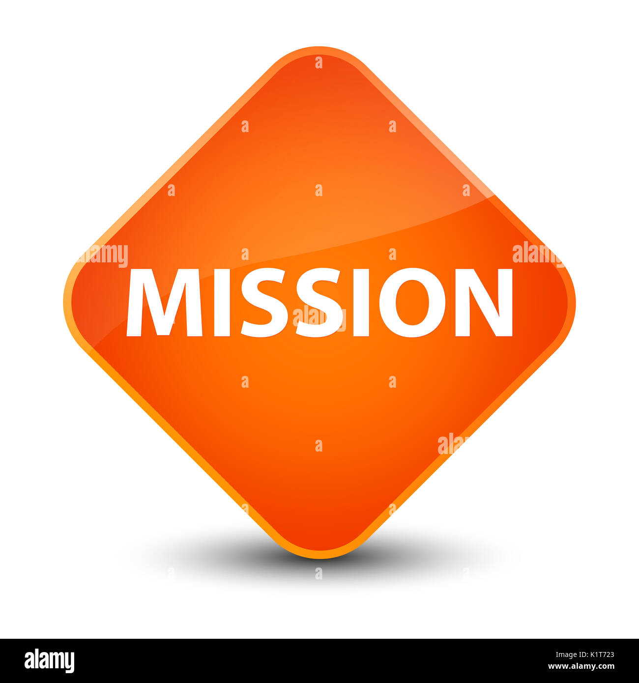 Mission isolated on elegant orange diamond button abstract illustration ...