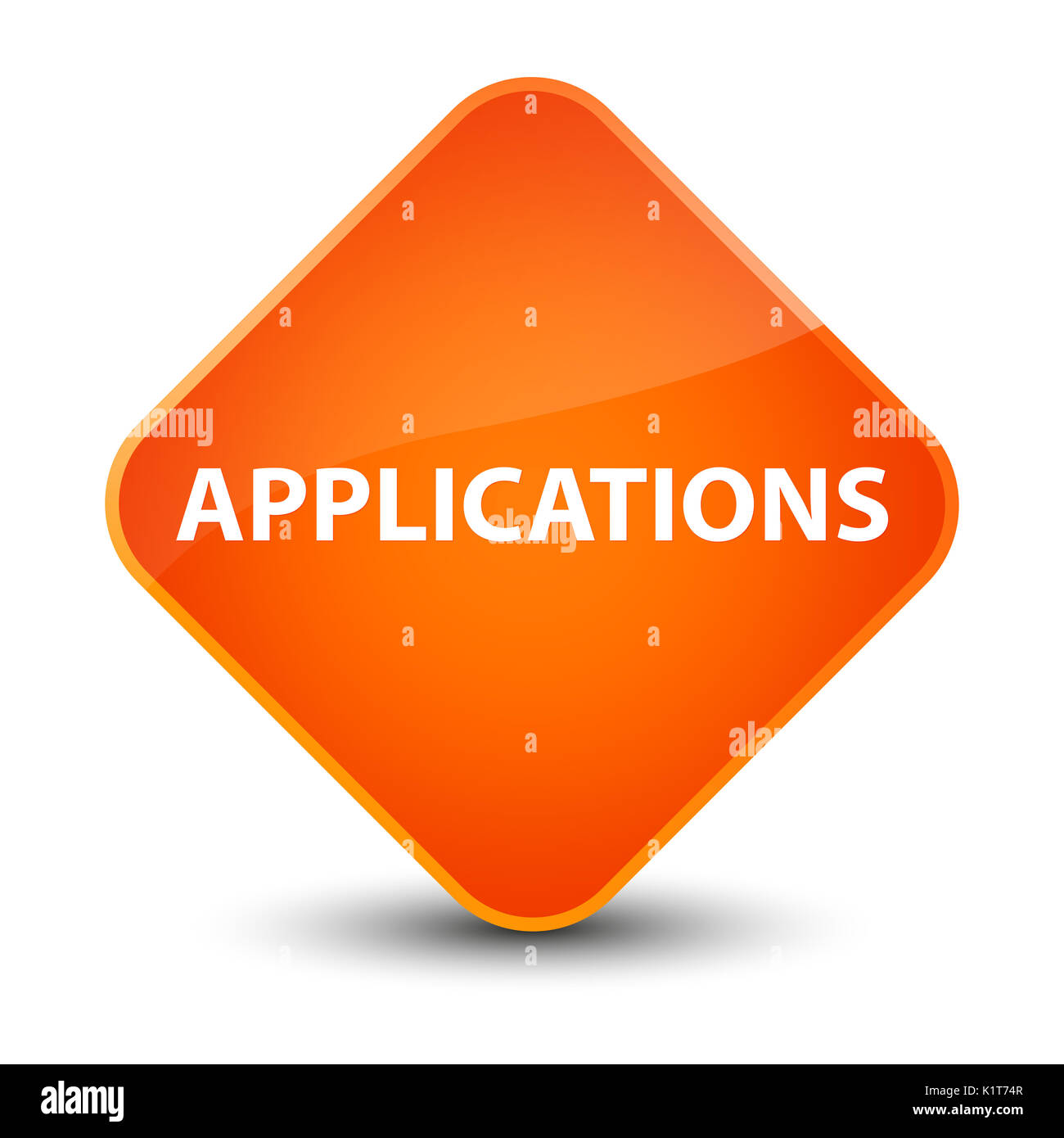 Applications isolated on elegant orange diamond button abstract ...