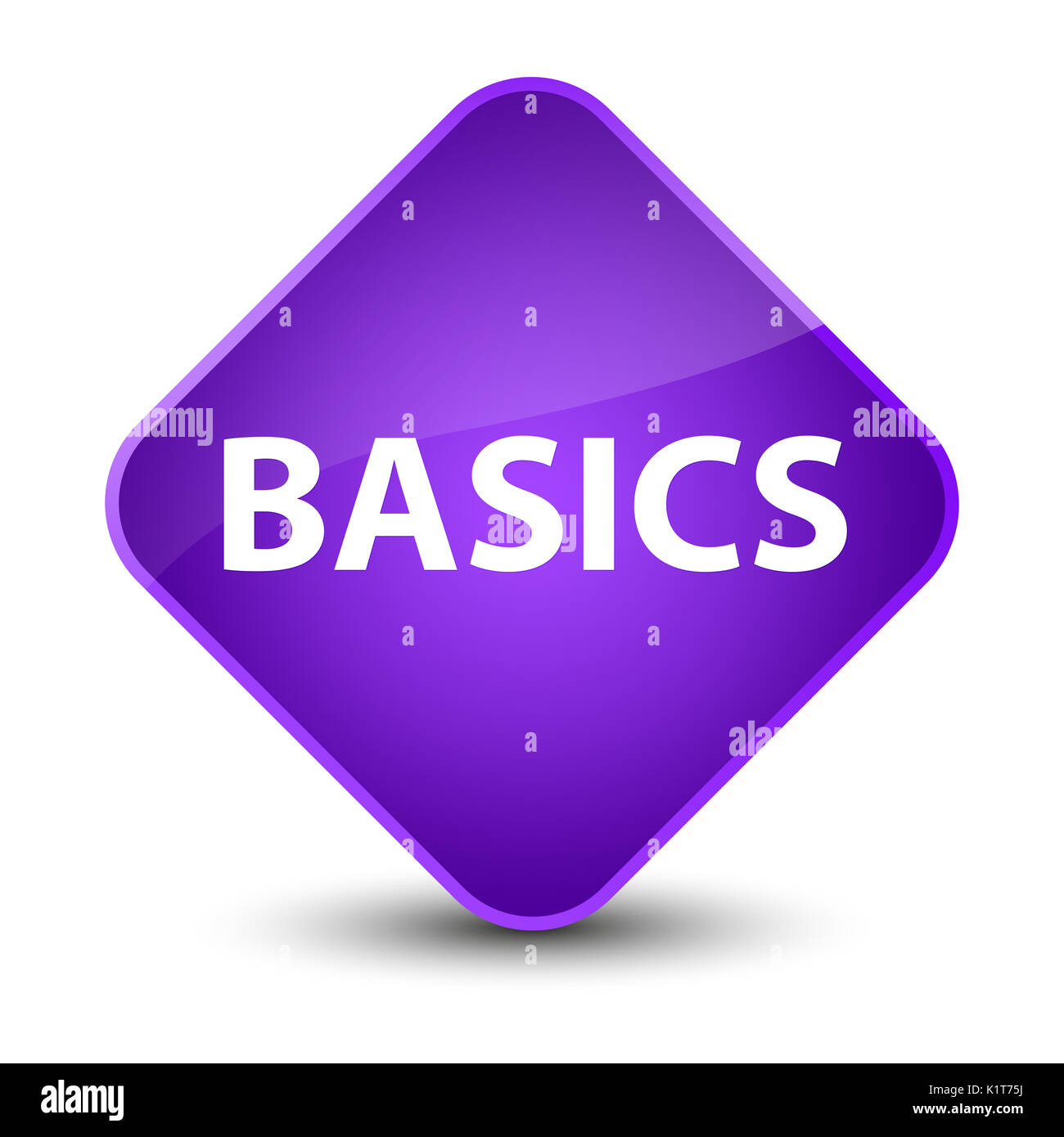 Basics isolated on elegant purple diamond button abstract illustration ...