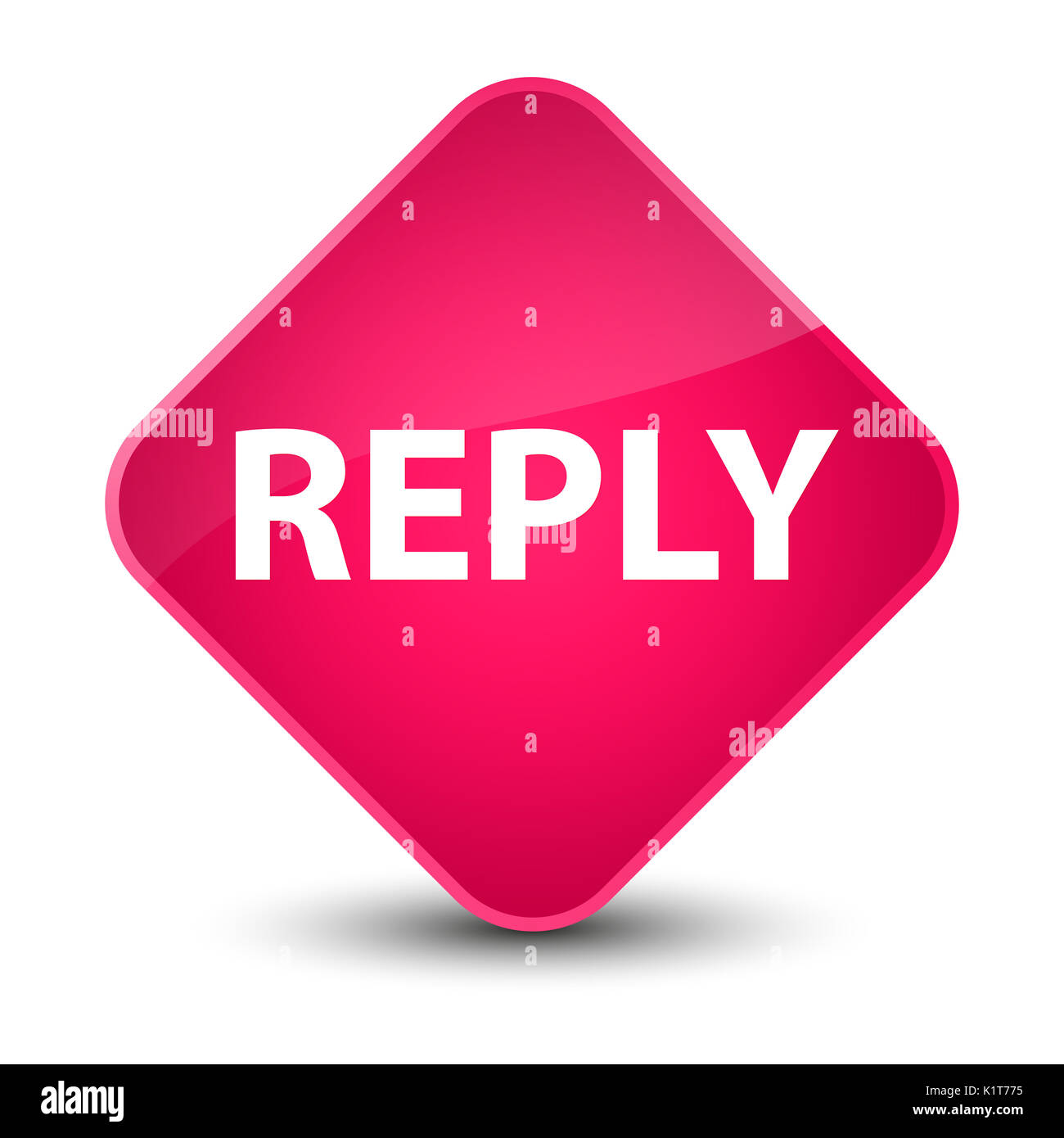 Reply isolated on elegant pink diamond button abstract illustration ...
