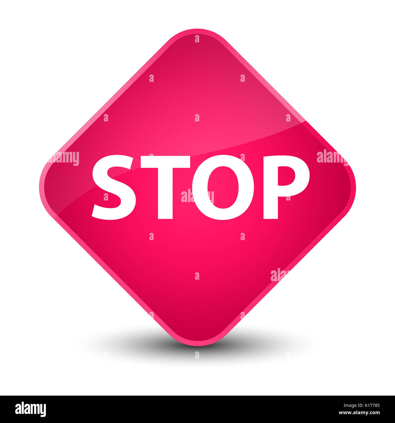 Stop isolated on elegant pink diamond button abstract illustration ...