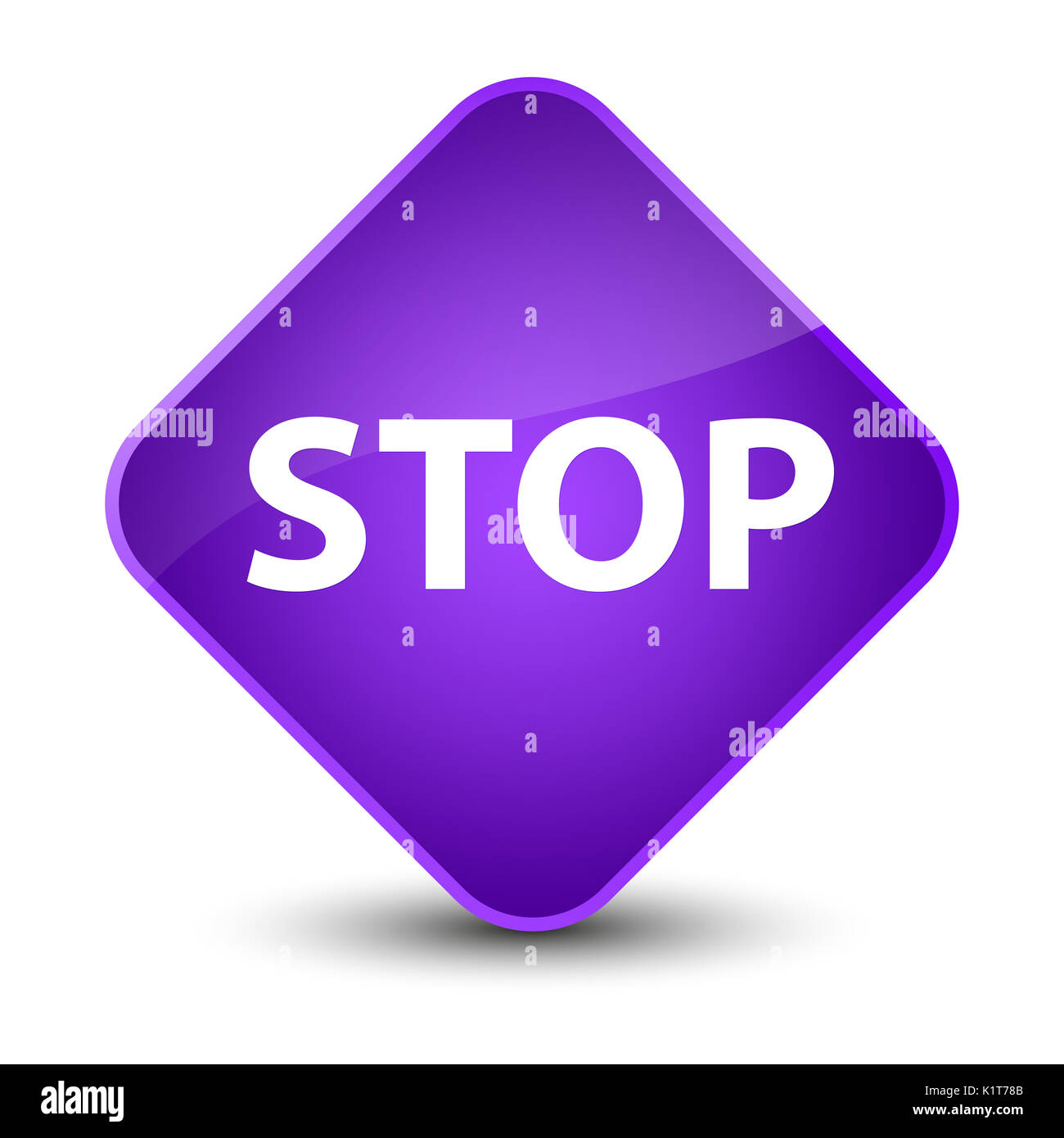 Stop isolated on elegant purple diamond button abstract illustration ...