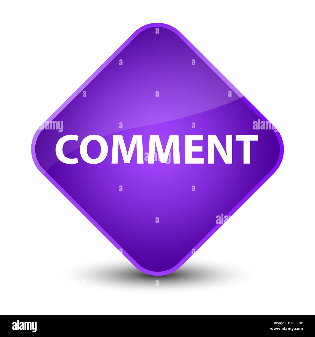 Comment isolated on elegant purple diamond button abstract illustration ...