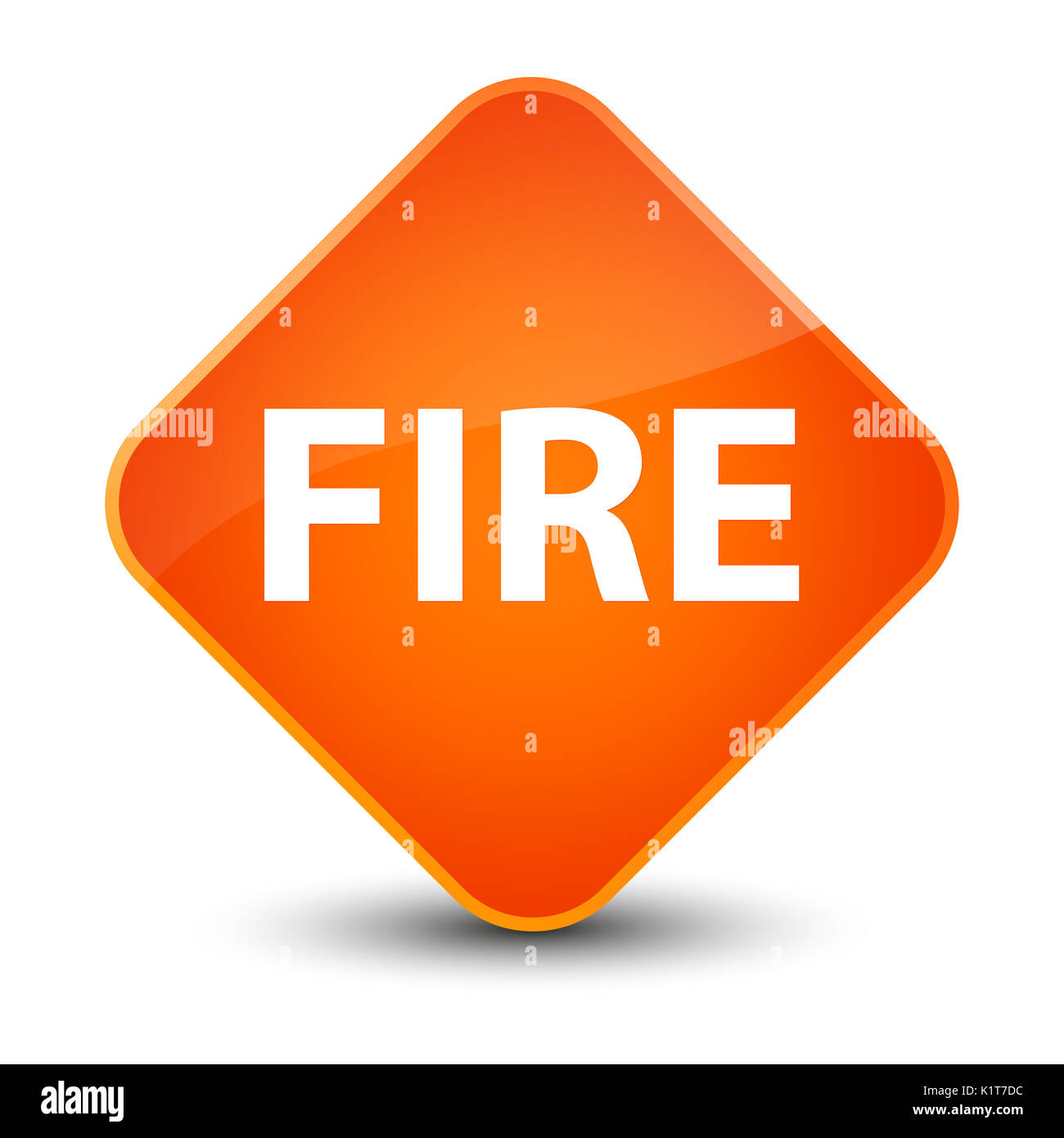 Fire isolated on elegant orange diamond button abstract illustration ...