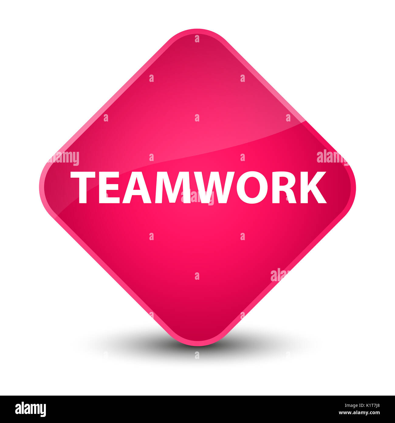 Teamwork isolated on elegant pink diamond button abstract illustration ...