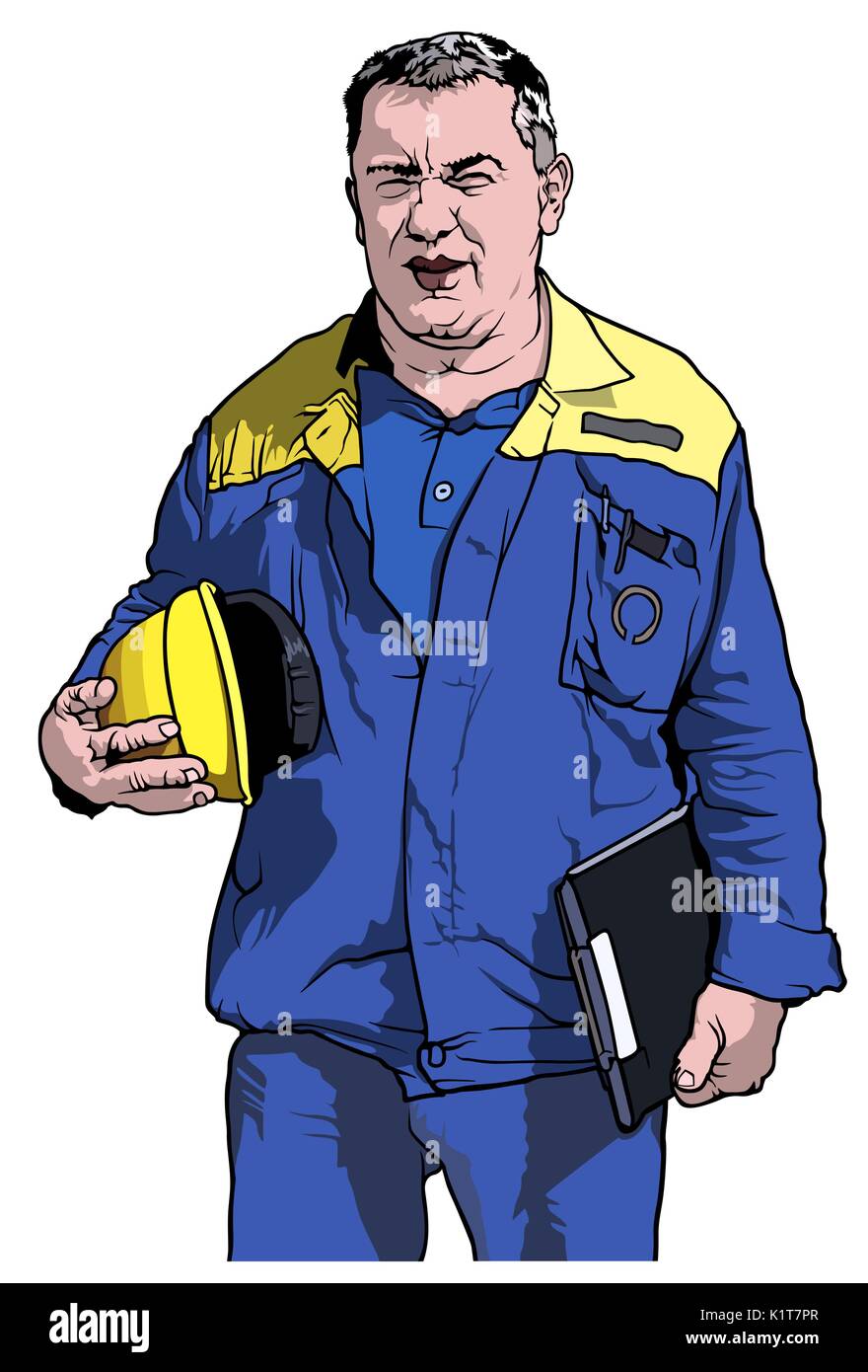 Worker in Blue Work Suit Stock Vector Image & Art - Alamy