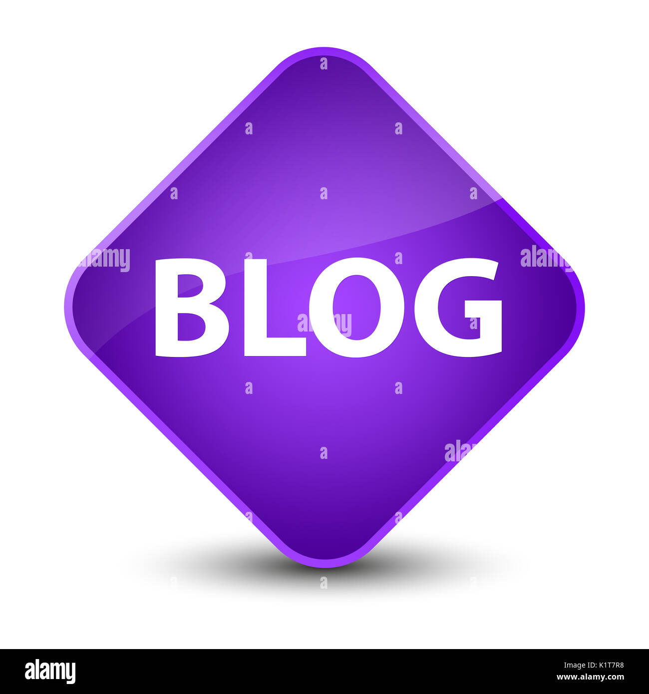Blog isolated on elegant purple diamond button abstract illustration ...