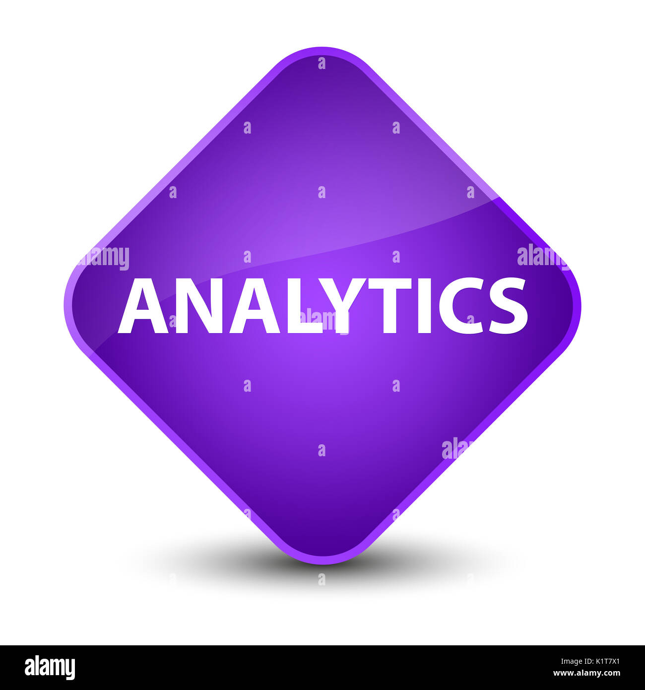 Analytics isolated on elegant purple diamond button abstract ...
