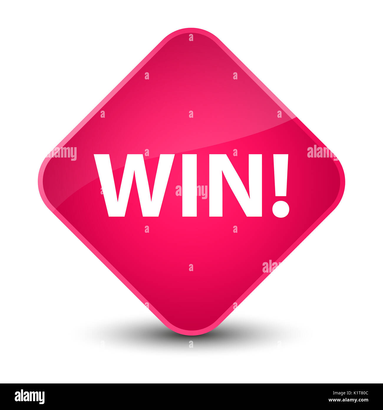 Win isolated on elegant pink diamond button abstract illustration Stock ...