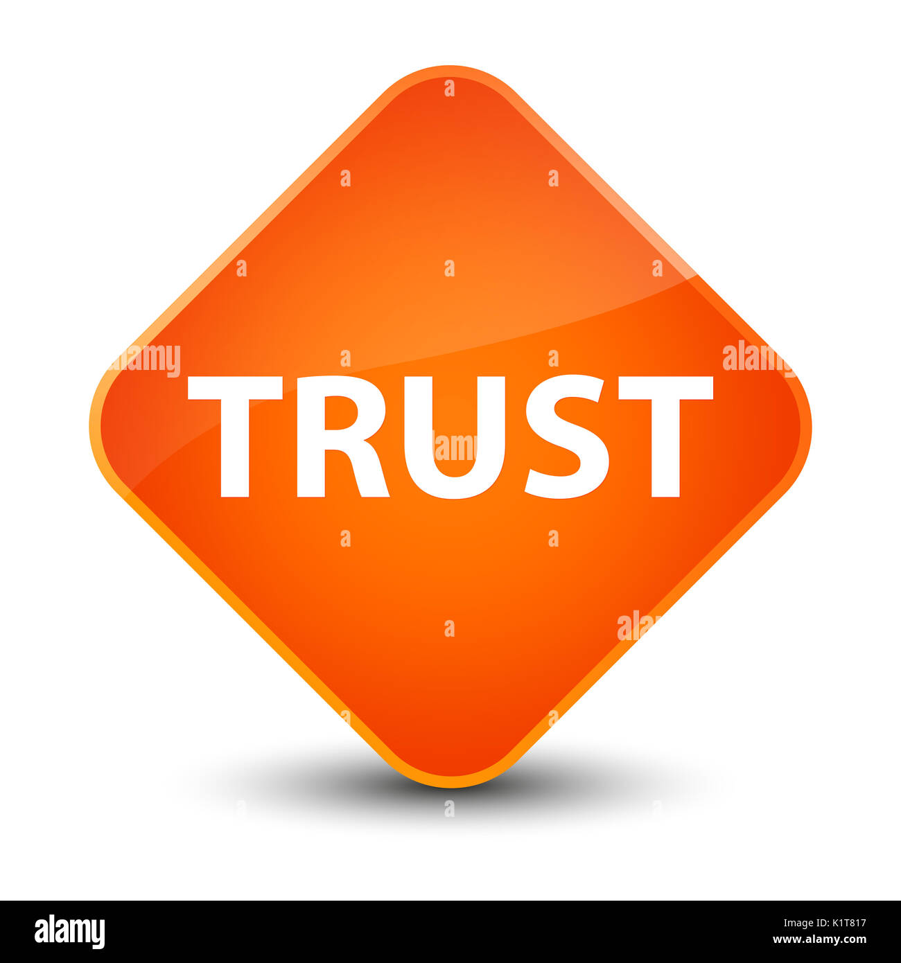 Trust isolated on elegant orange diamond button abstract illustration ...