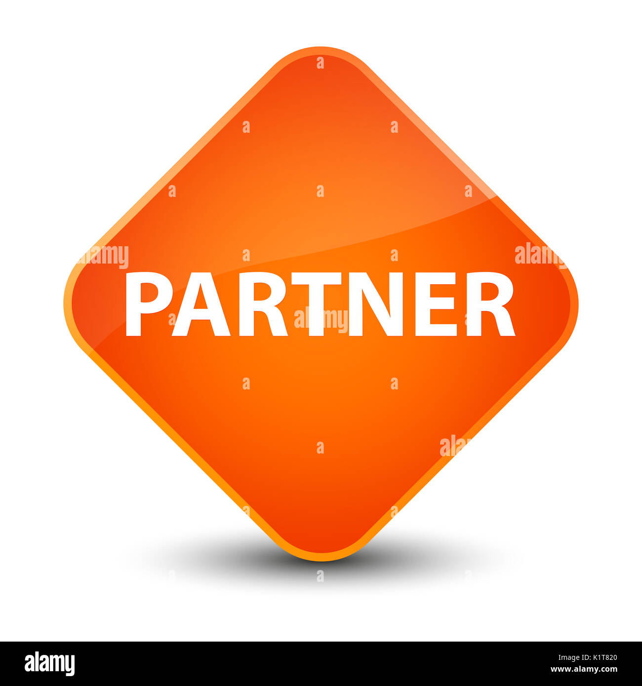 Partner isolated on elegant orange diamond button abstract illustration ...