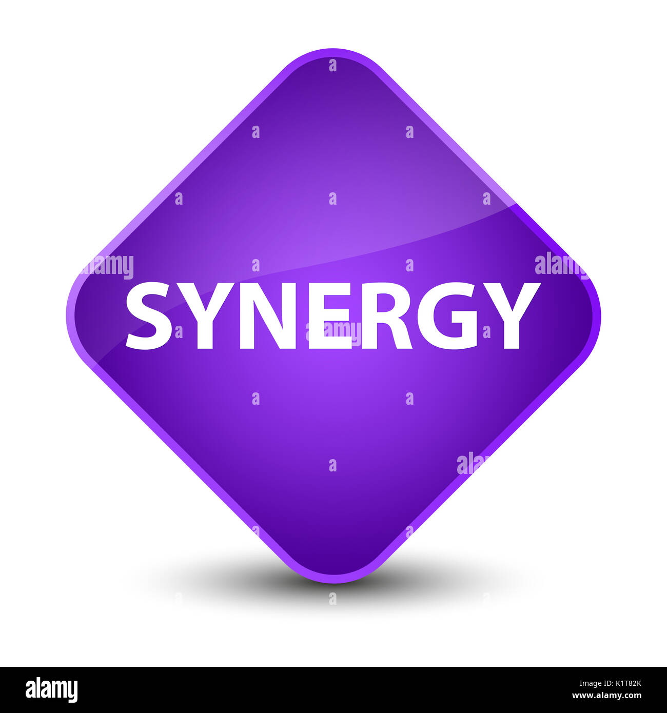 Synergy isolated on elegant purple diamond button abstract illustration ...