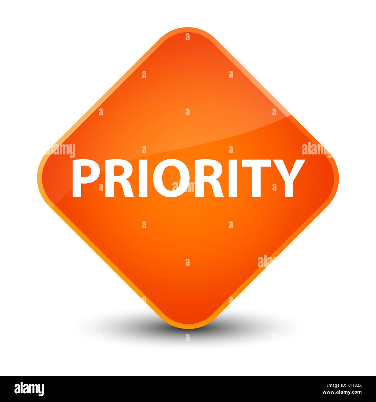 Priority isolated on elegant orange diamond button abstract ...