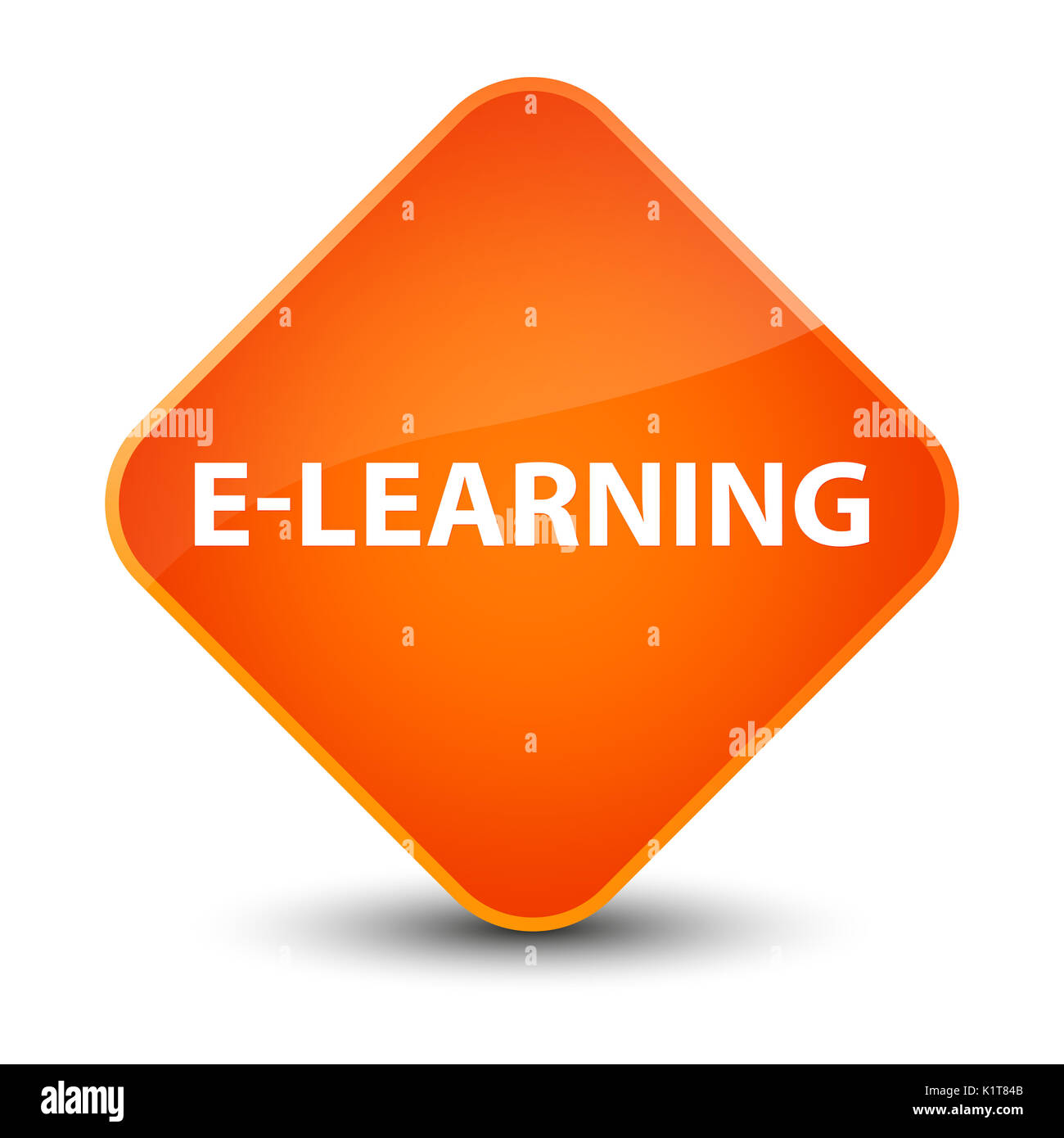 E-learning isolated on elegant orange diamond button abstract ...