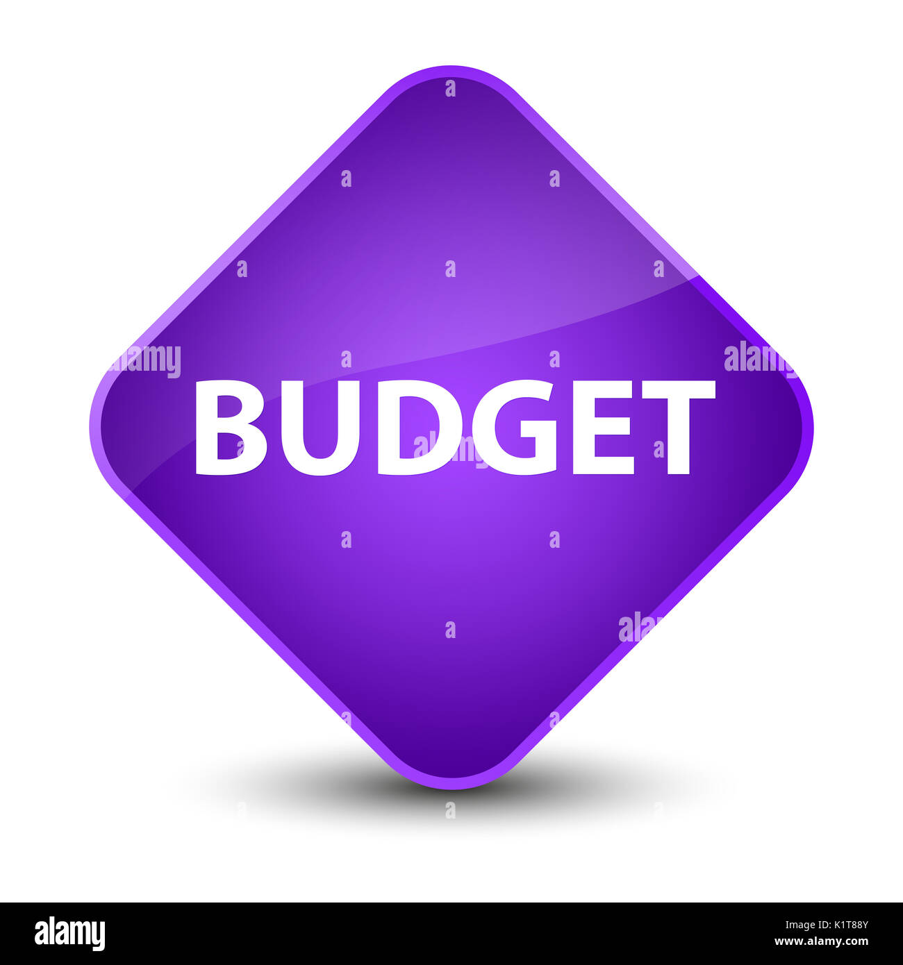 Budget isolated on elegant purple diamond button abstract illustration ...