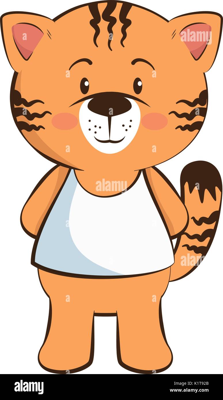 cartoon tiger animal icon over white background vector illustration ...