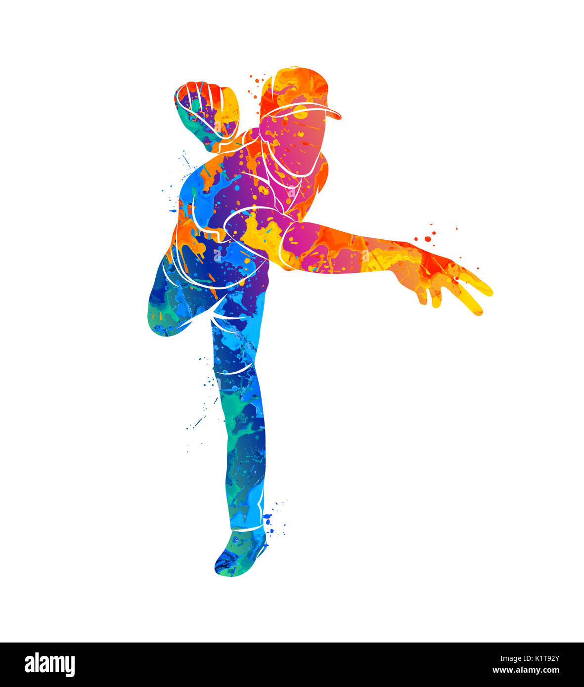 Illustration baseball player batter Cut Out Stock Images & Pictures - Alamy