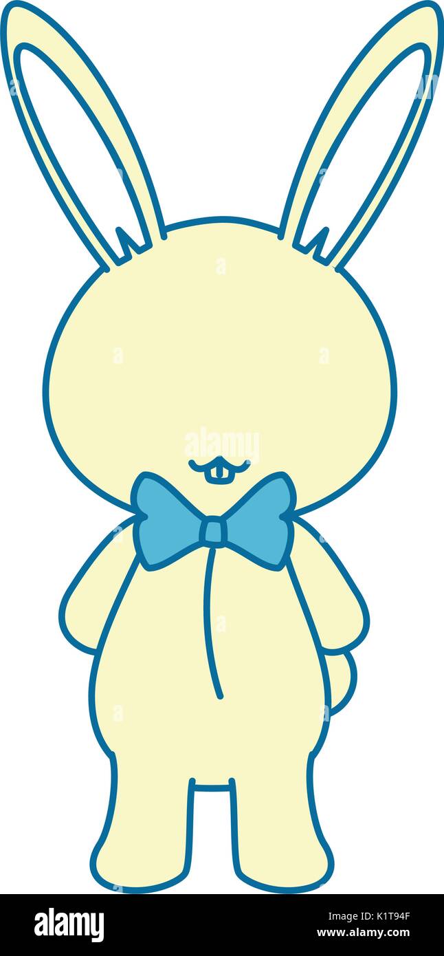 cartoon rabbit with bow tie icon over white background vector ...
