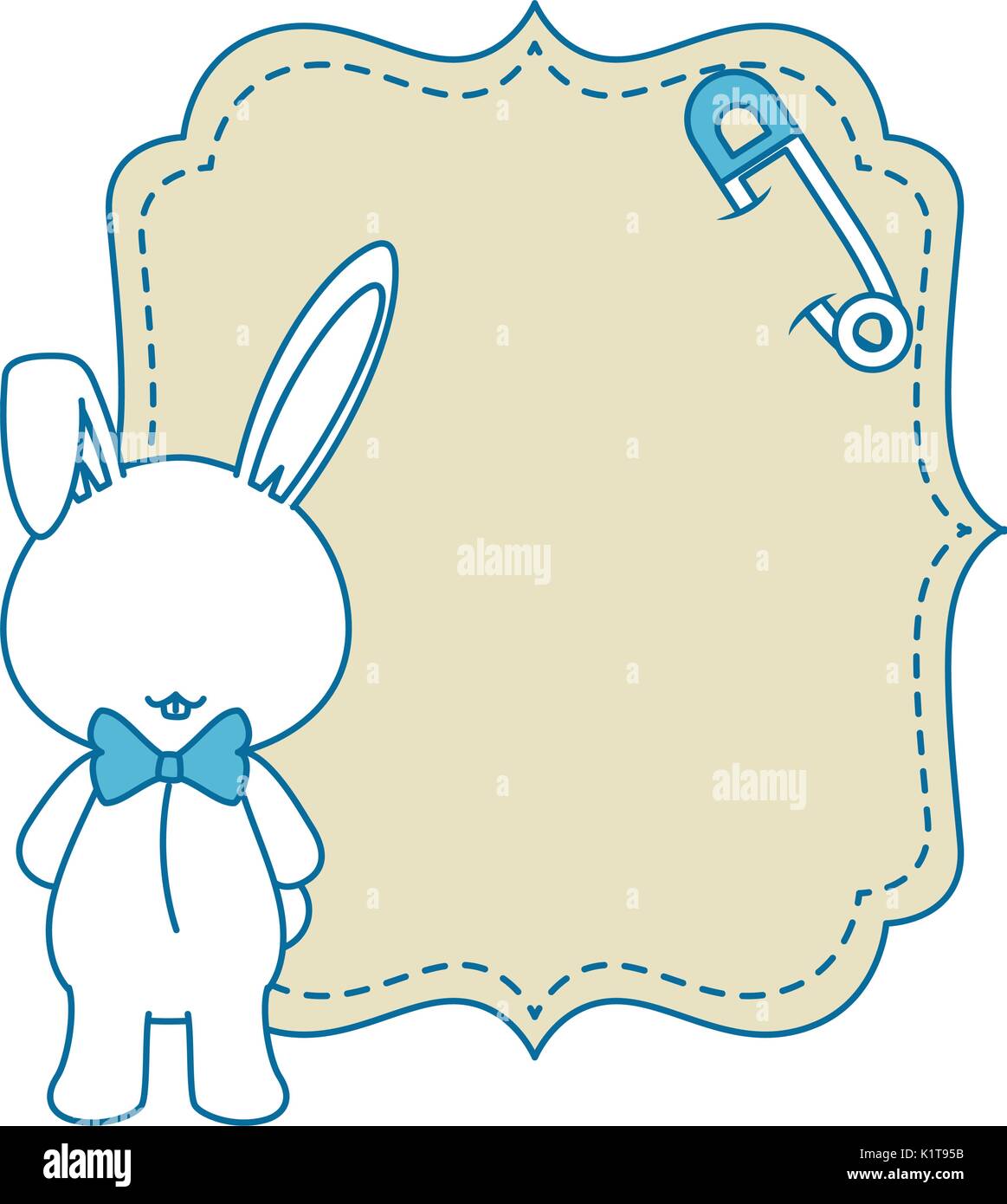 baby shower card with rabbit icon over white background vector ...