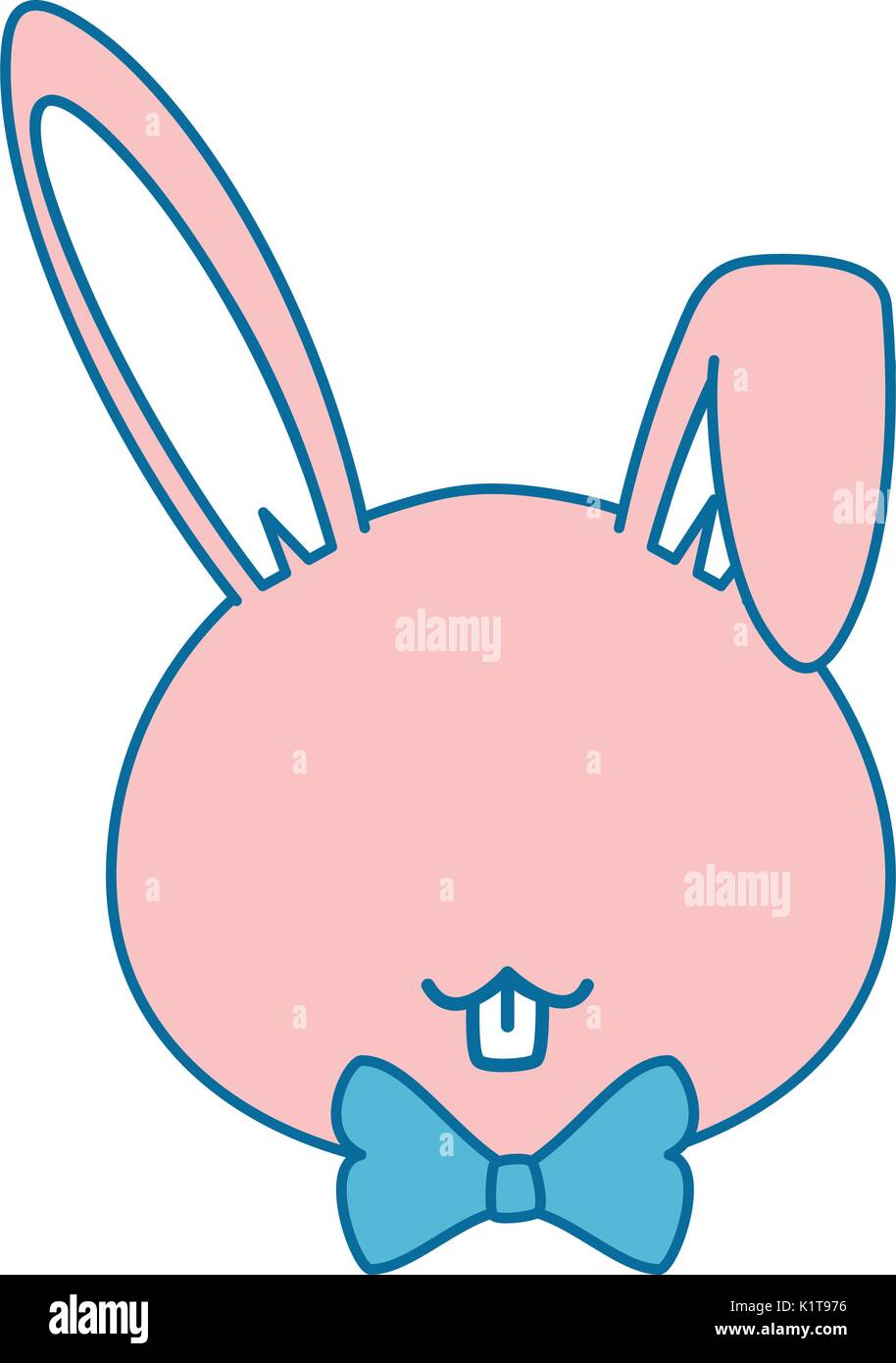 cartoon rabbit with bow tie icon over white background vector ...