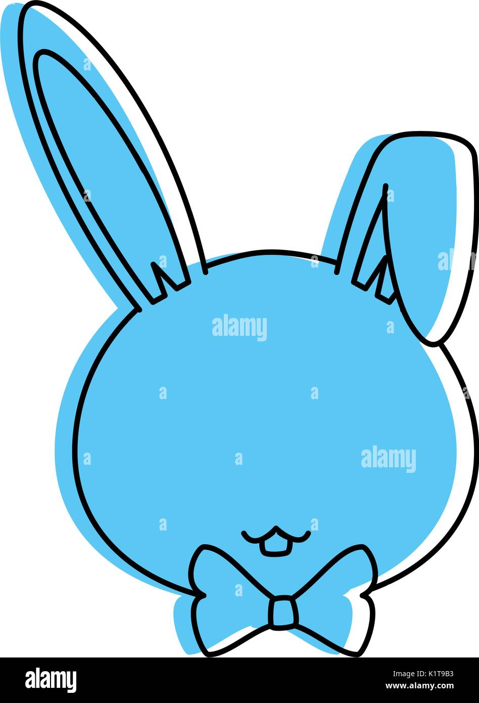 cartoon rabbit with bow tie icon over white background vector ...