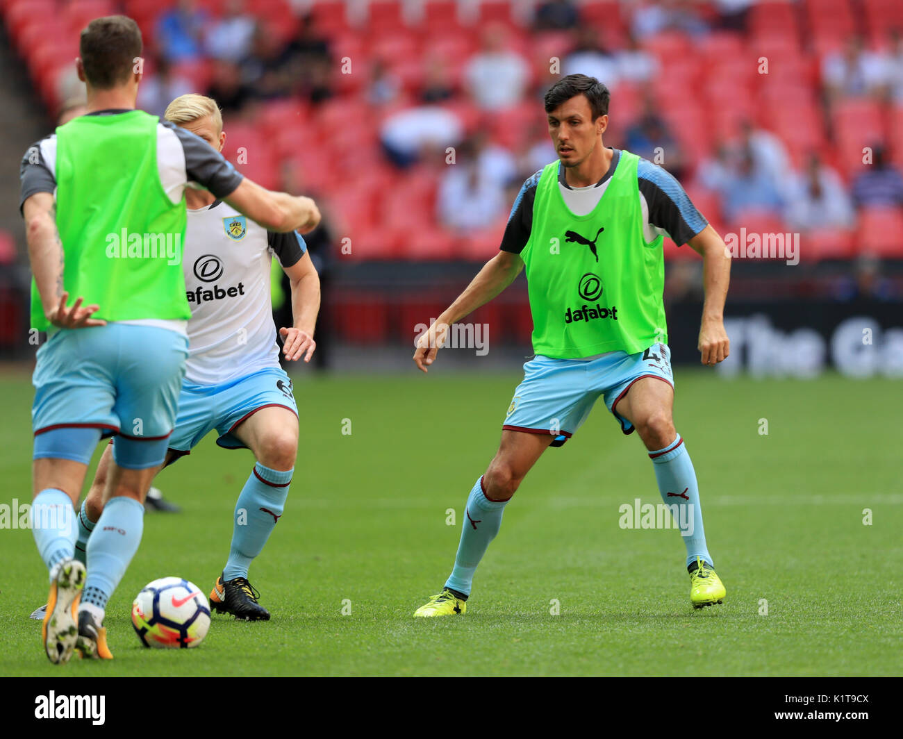 Burnley's Jack Cork warms up prior to the Premier League match at ...