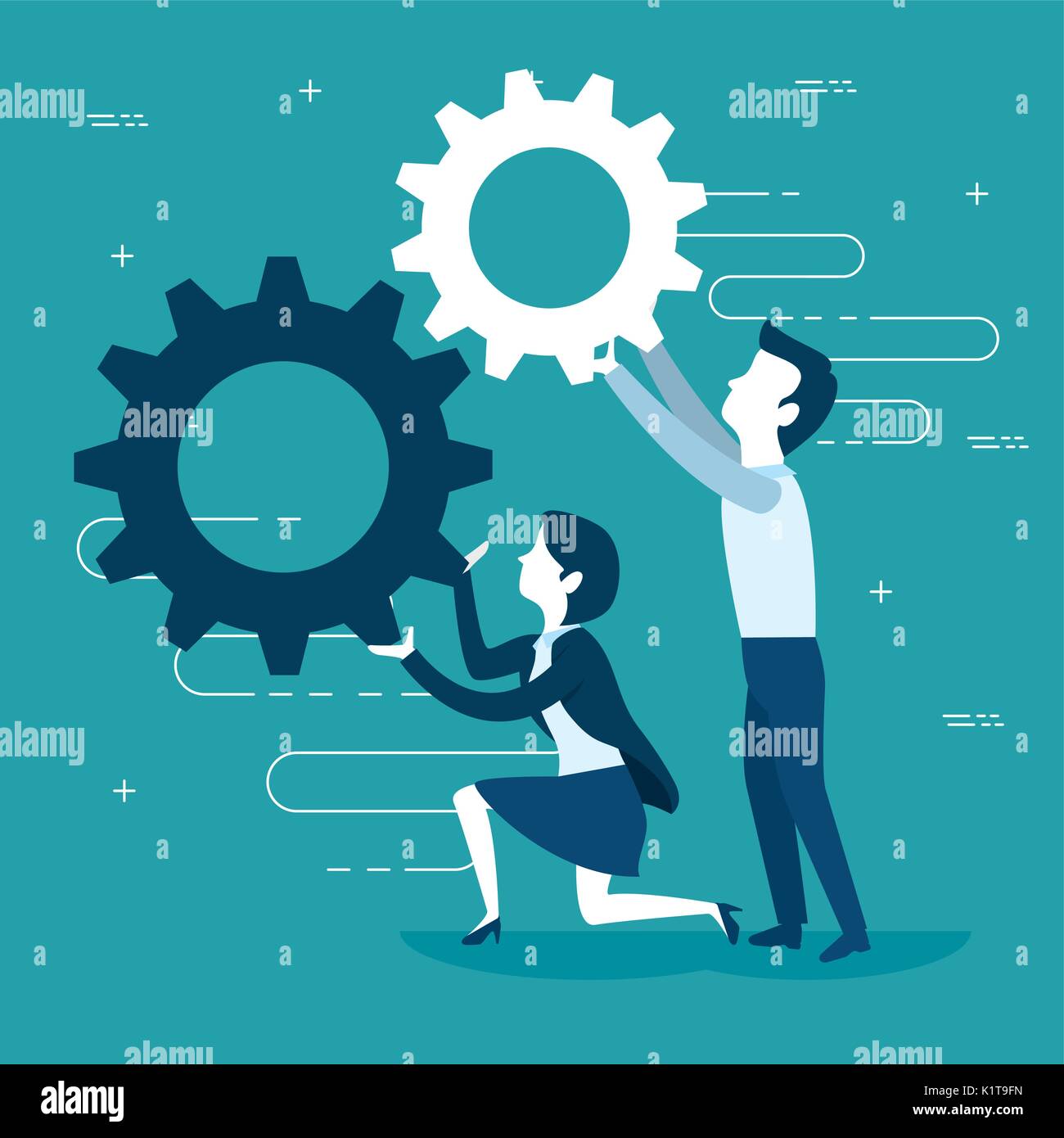 Woman and man of Business management and workforce theme Vector ...