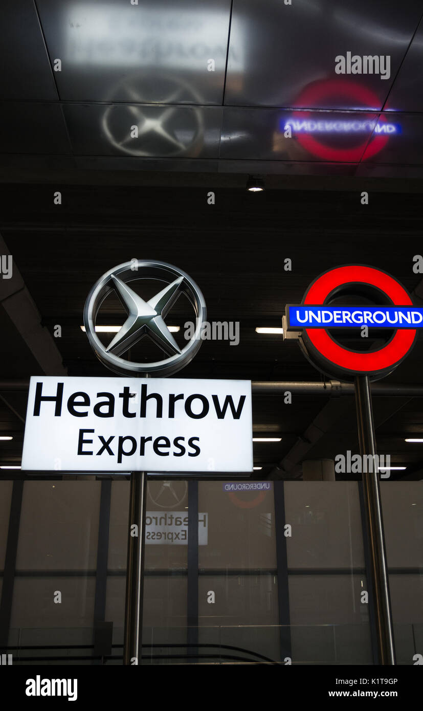Heathrow Express signage at Heathrow Airport Terminal Two Building ...