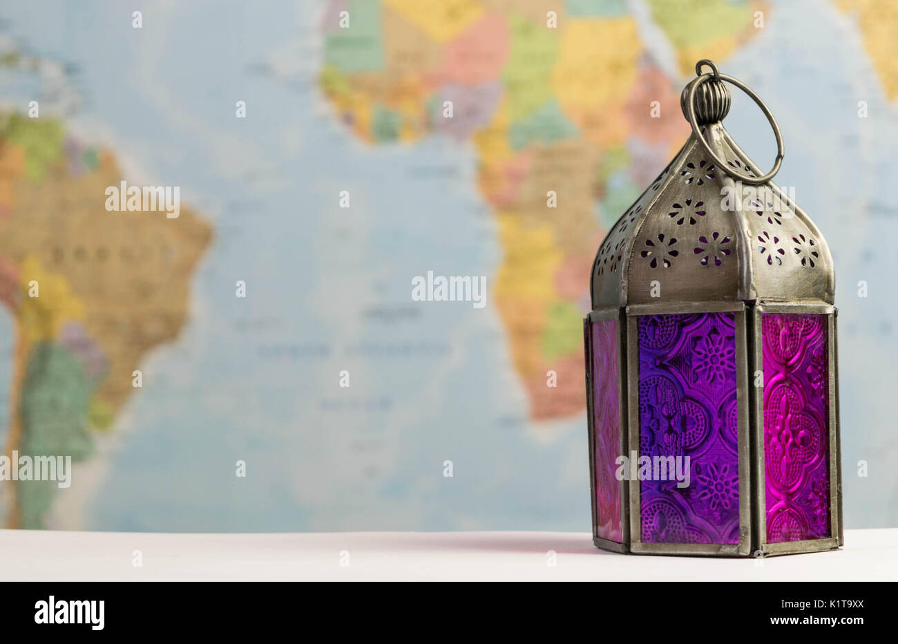 Global concept. Blue Globe Against Blurred World Map Stock Photo - Alamy