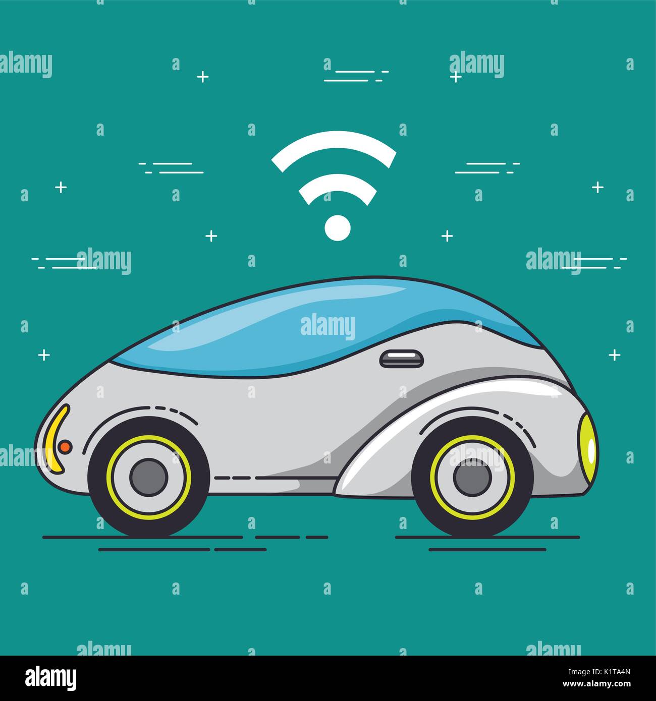 Futuristic car and wifi icon of transportation vehicle and automobile ...