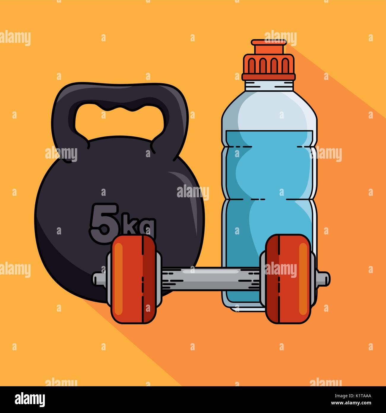 Weight and bottle of Fitness sport and gym theme Vector illustration ...
