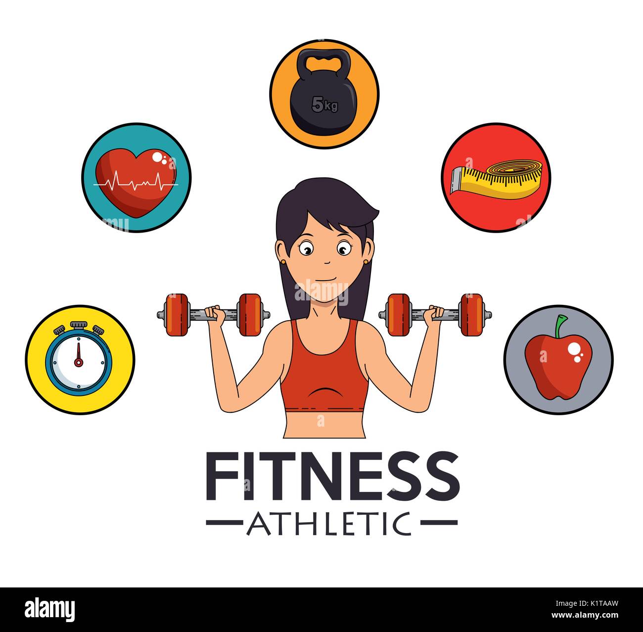 Girl doing exercise of Fitness sport and gym theme Vector illustration ...