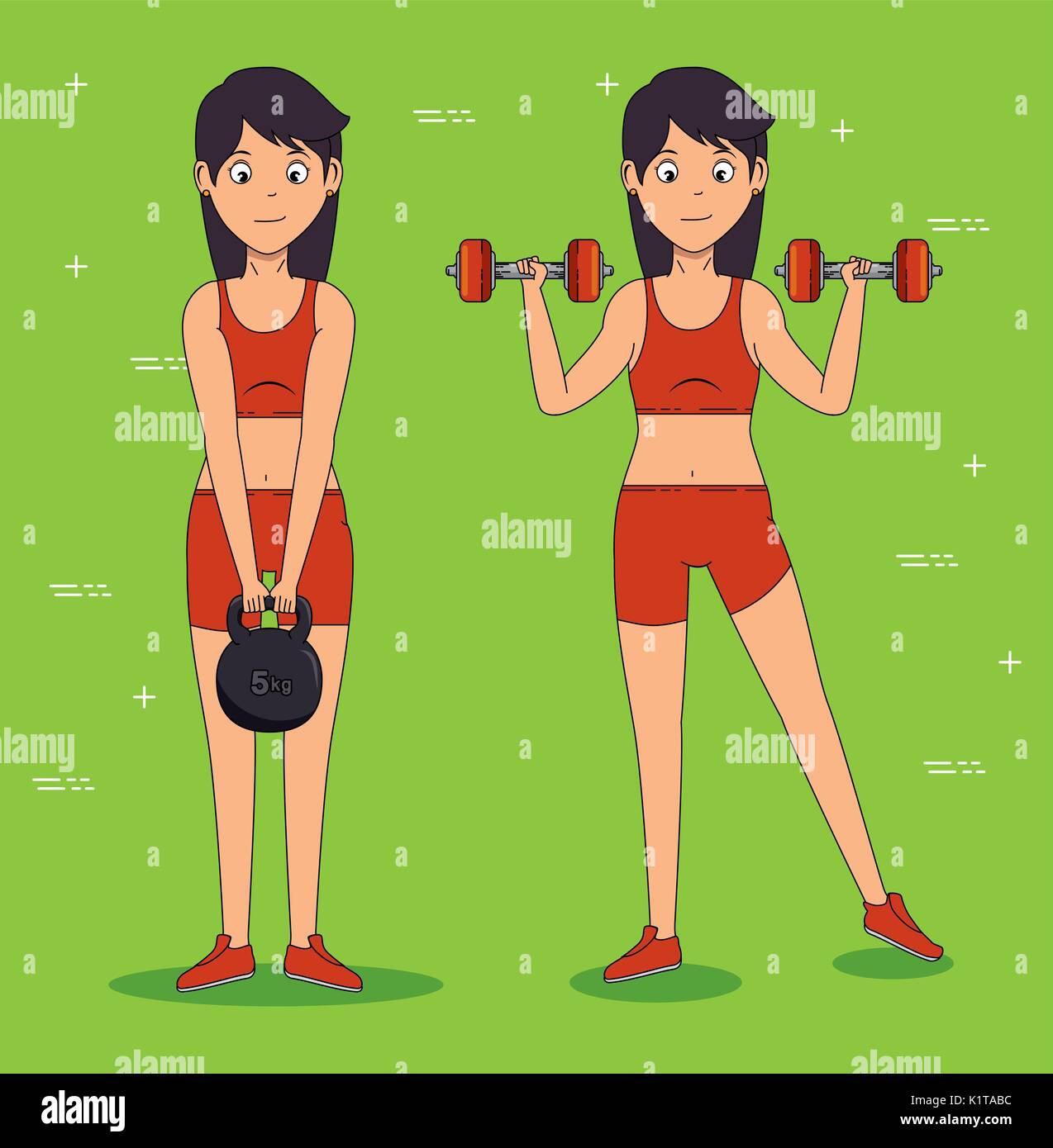 Girl doing exercise of Fitness sport and gym theme Vector illustration ...