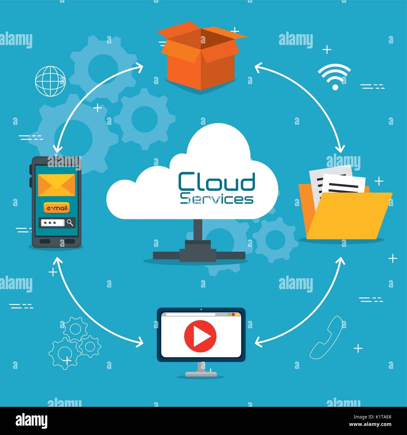 Icon set of Cloud computing and services theme Vector illustration ...
