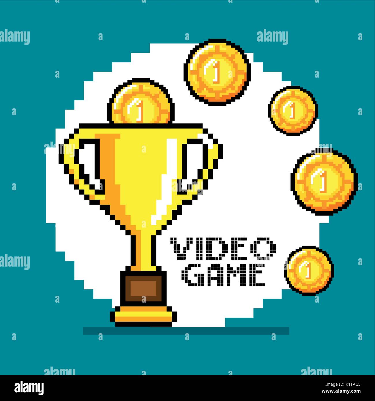 Trophy and coin of Video game theme Vector illustration Stock Vector ...