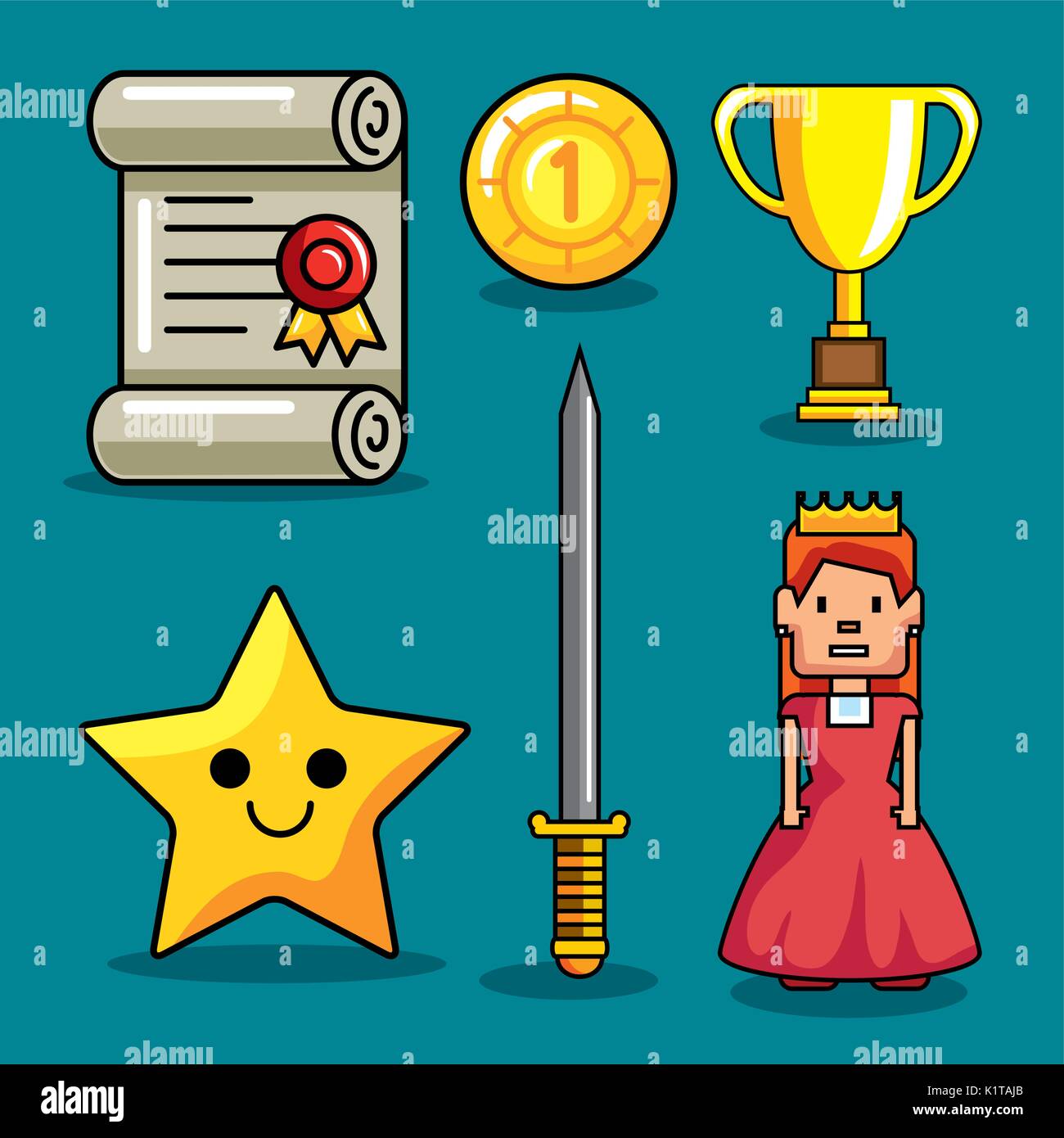 Icon set of Video game theme Vector illustration Stock Vector Image ...