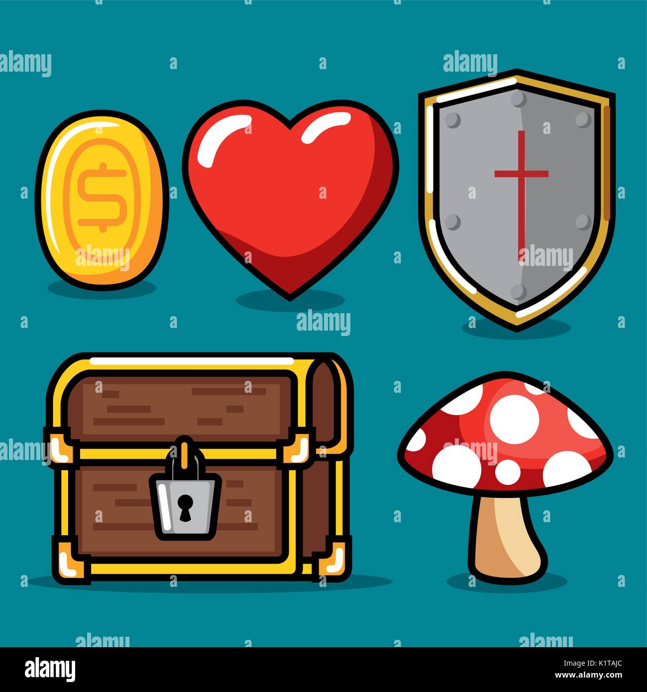 Icon set of Video game theme Vector illustration Stock Vector Image ...