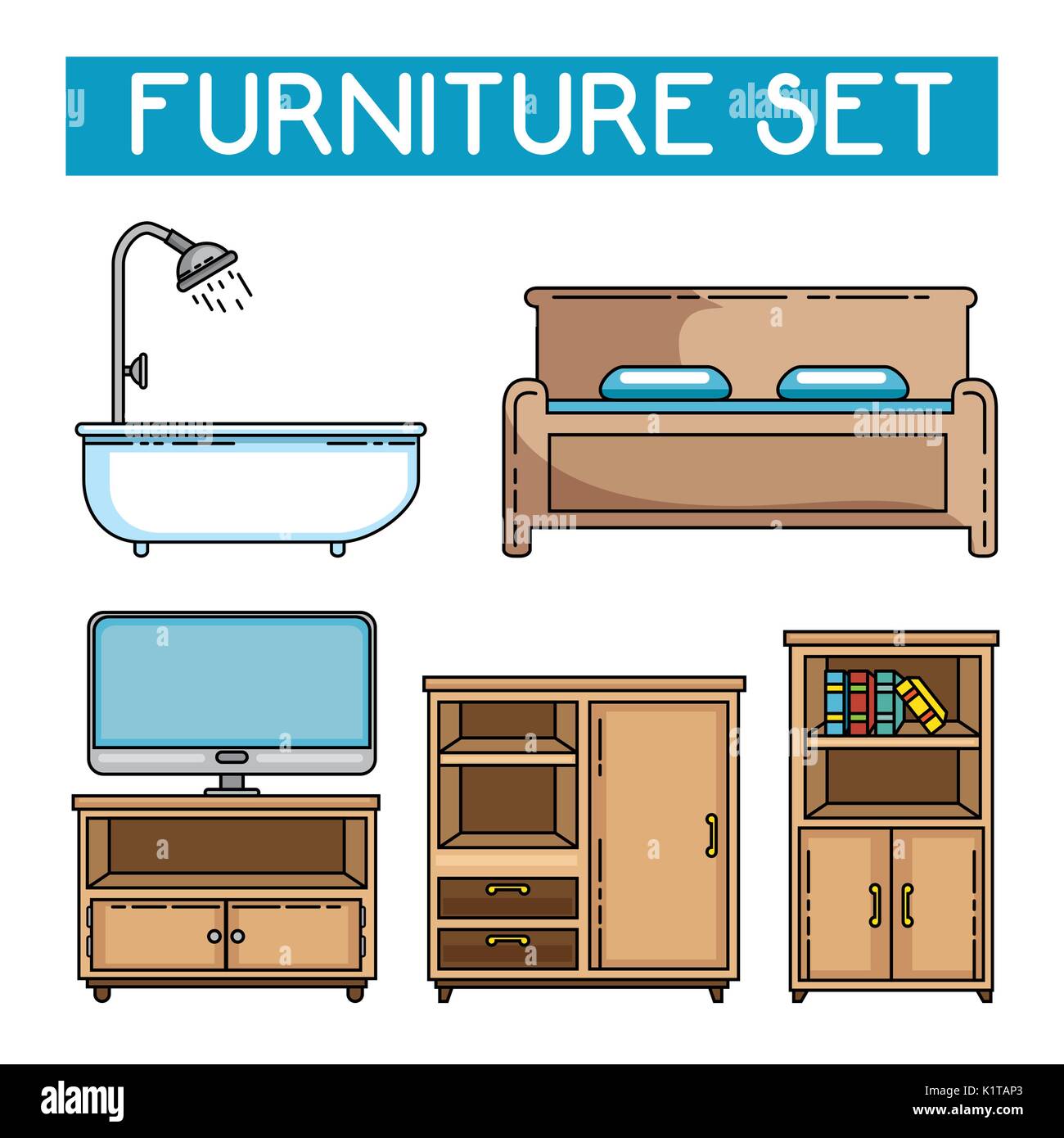 Icon set of Home and furniture theme Vector illustration Stock Vector ...