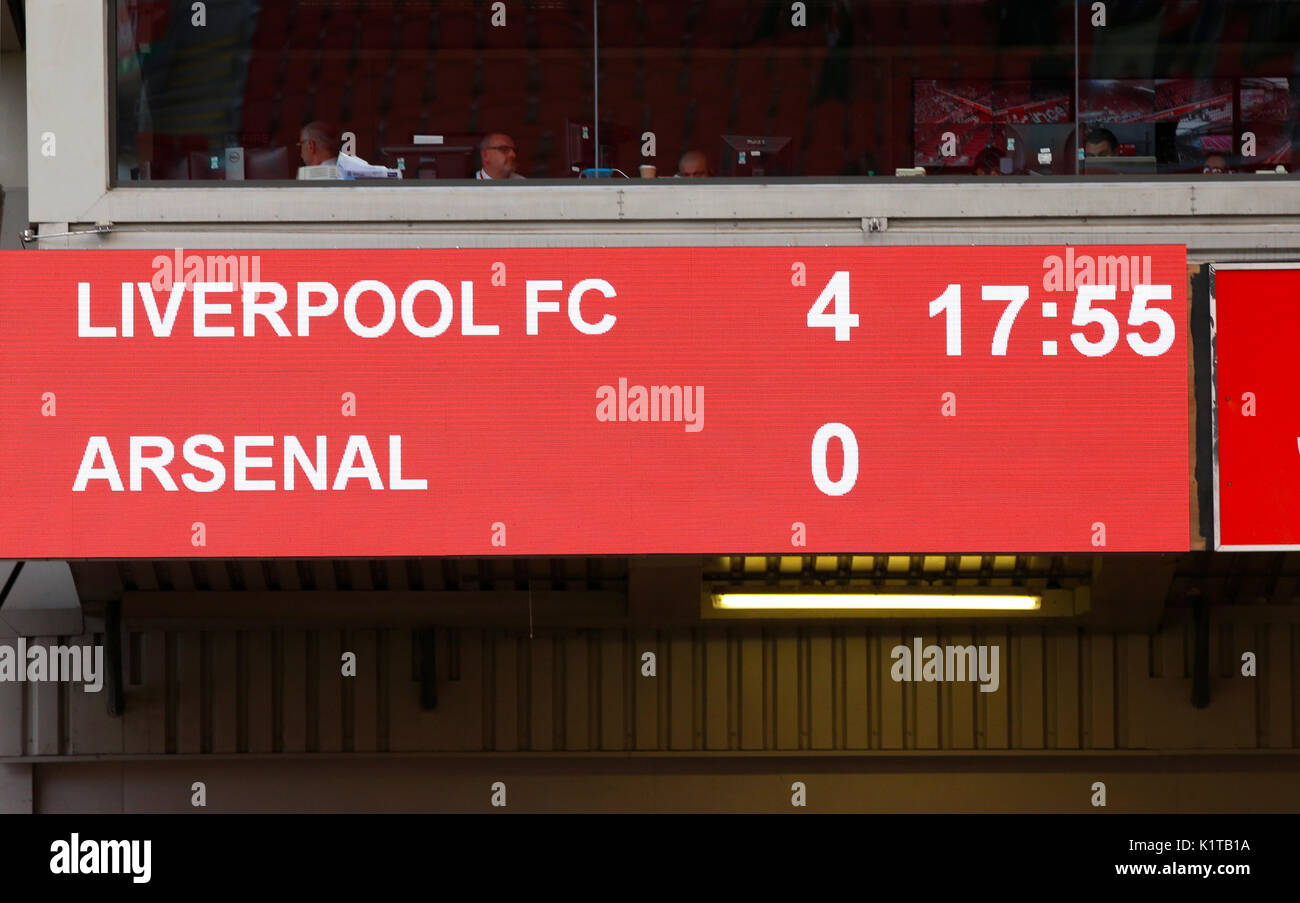 General view of the scoreboard after the final whistle of the Premier ...