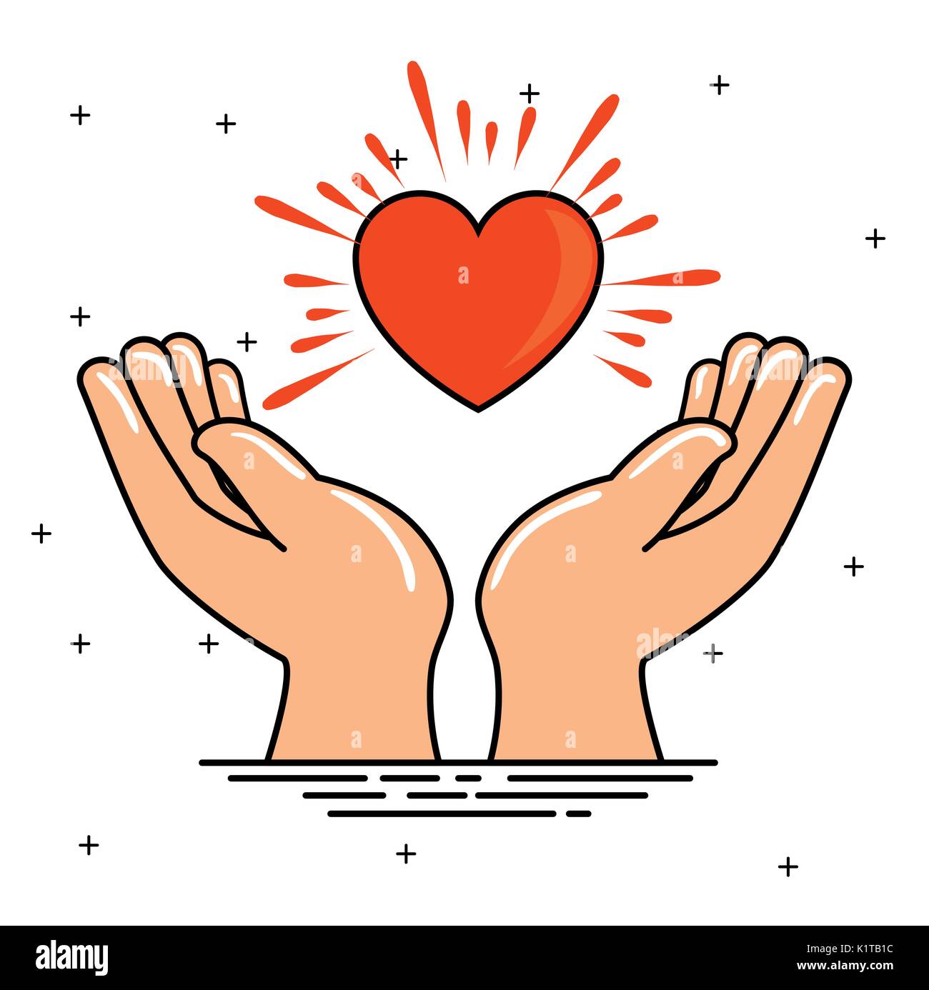Heart and hands of Peace and love theme Vector illustration Stock ...