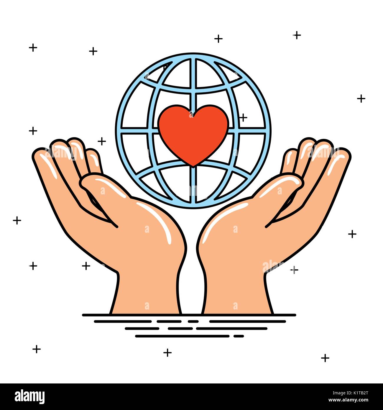 Heart and hands of Peace and love theme Vector illustration Stock ...
