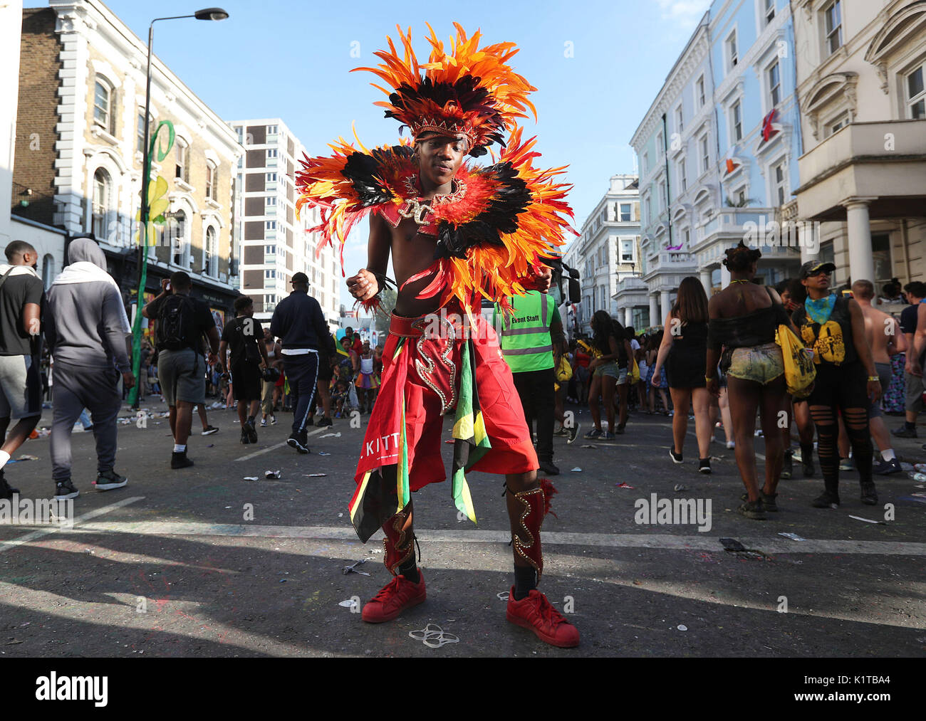 A performer in costume during the Family Day at the Notting Hill ...