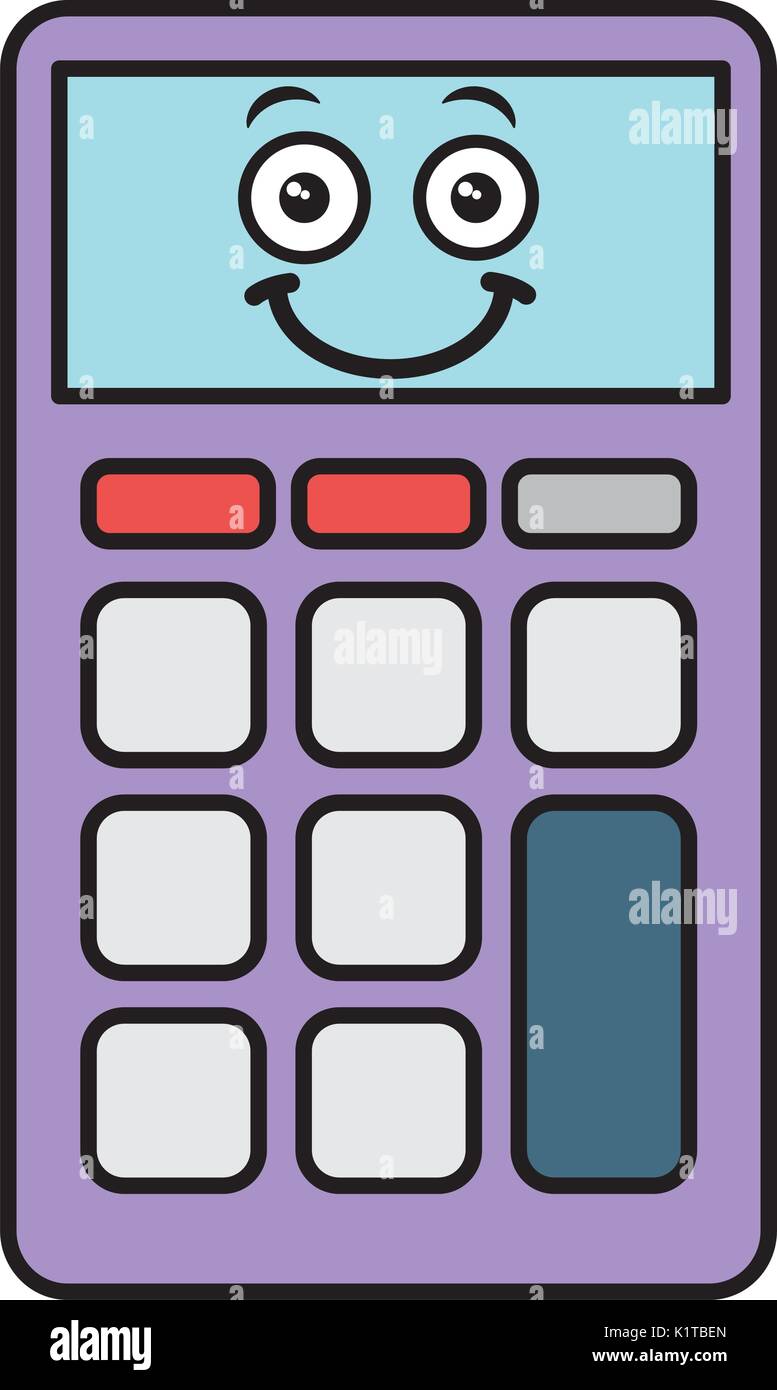 calculator math kawaii character vector illustration design Stock ...